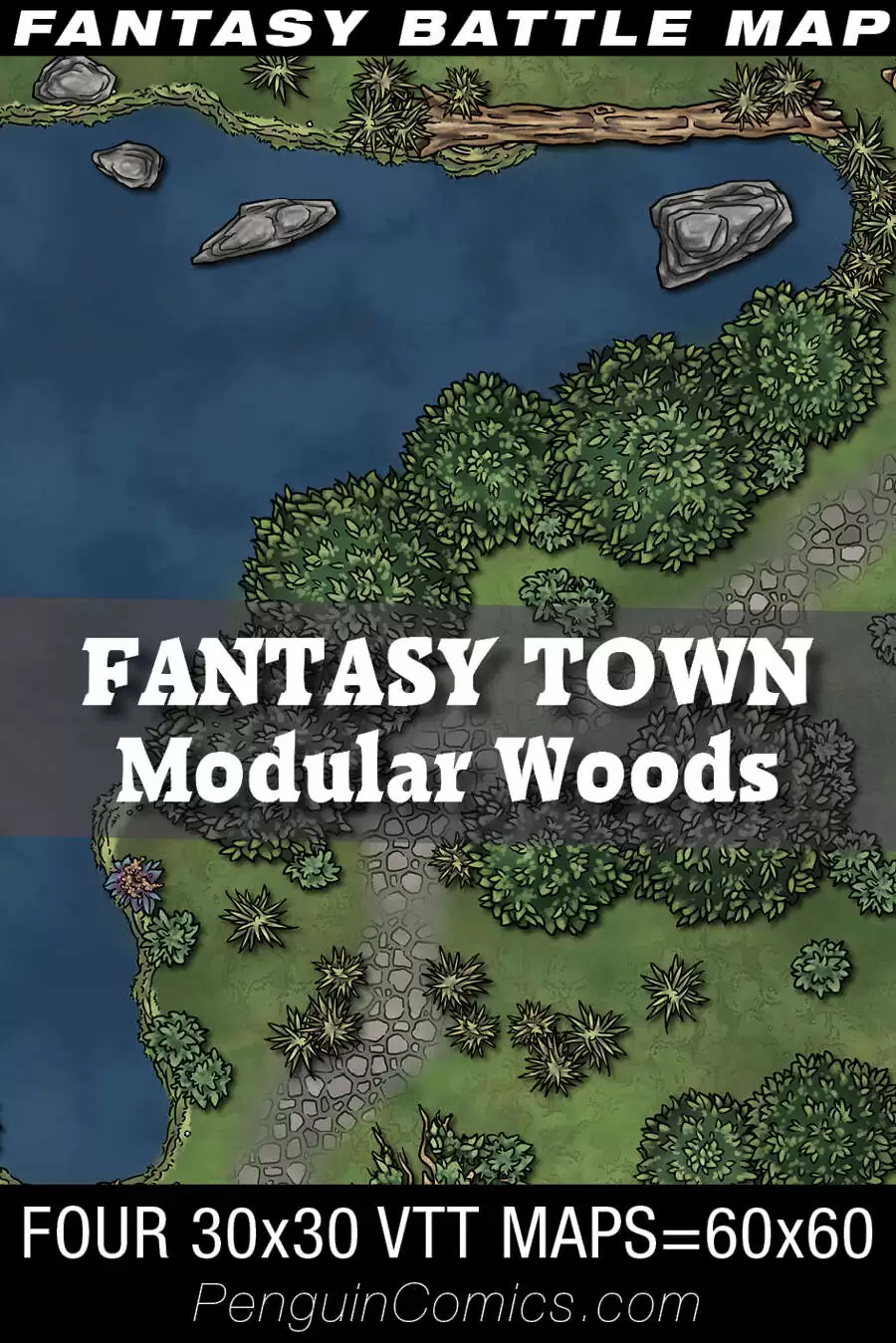 VTT Battle Maps - Fantasy Town: Modular Woods - 4 30x30maps=60x60 ...