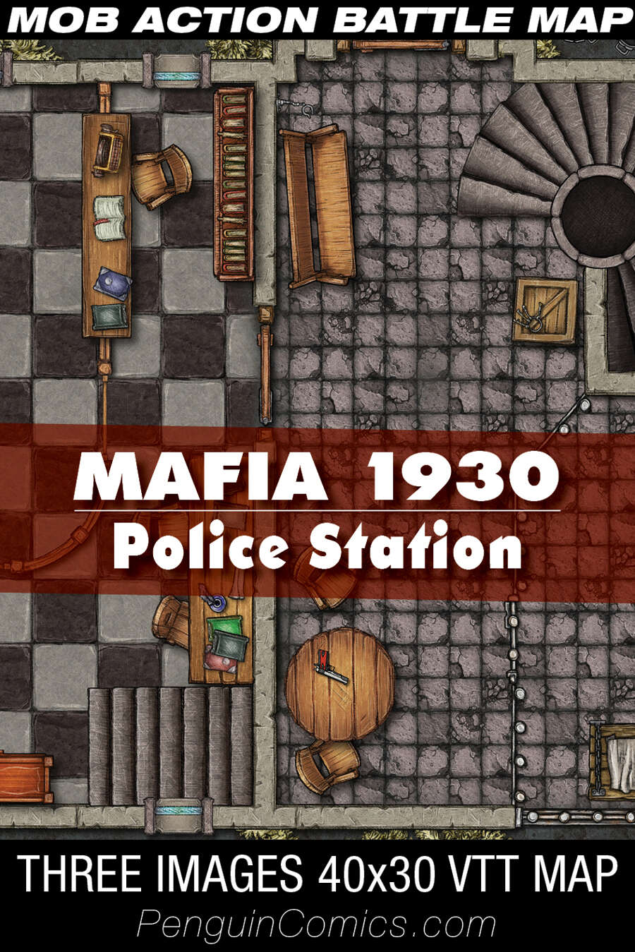 VTT Battle Maps - Mafia 1930: Police Station - 40x30, 3 Levels ...