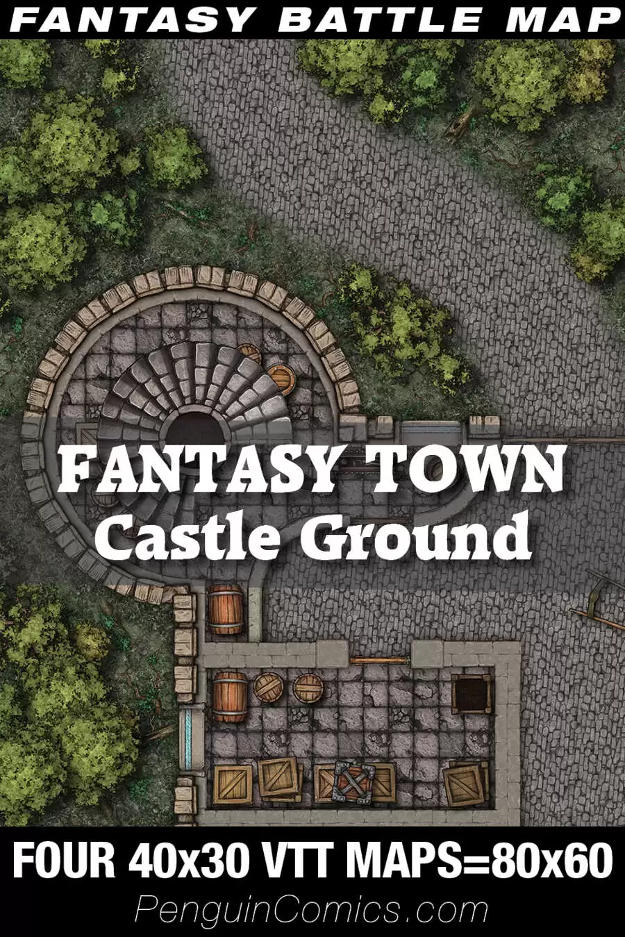 VTT Battle Maps - Fantasy Town: Castle - Ground Floors - 4 images ...
