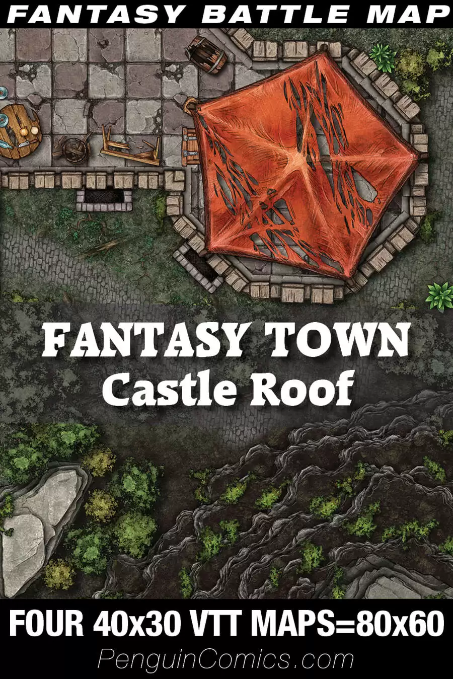 VTT Battle Maps - Fantasy Town: Castle - Roof/Top Floors - 4 images ...