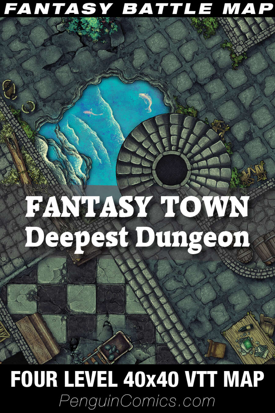 VTT Battle Maps - Fantasy Town: Deepest Dungeon - 4 Level 40x40 ...