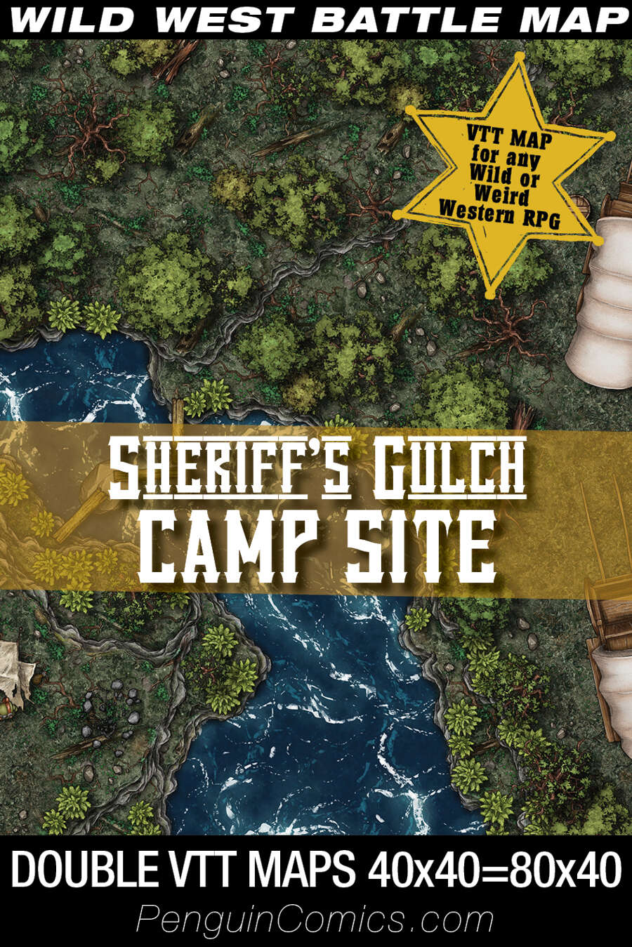 VTT Battle Maps - Sheriff's Gulch: Camp Site - 2x 40x40 Maps ...