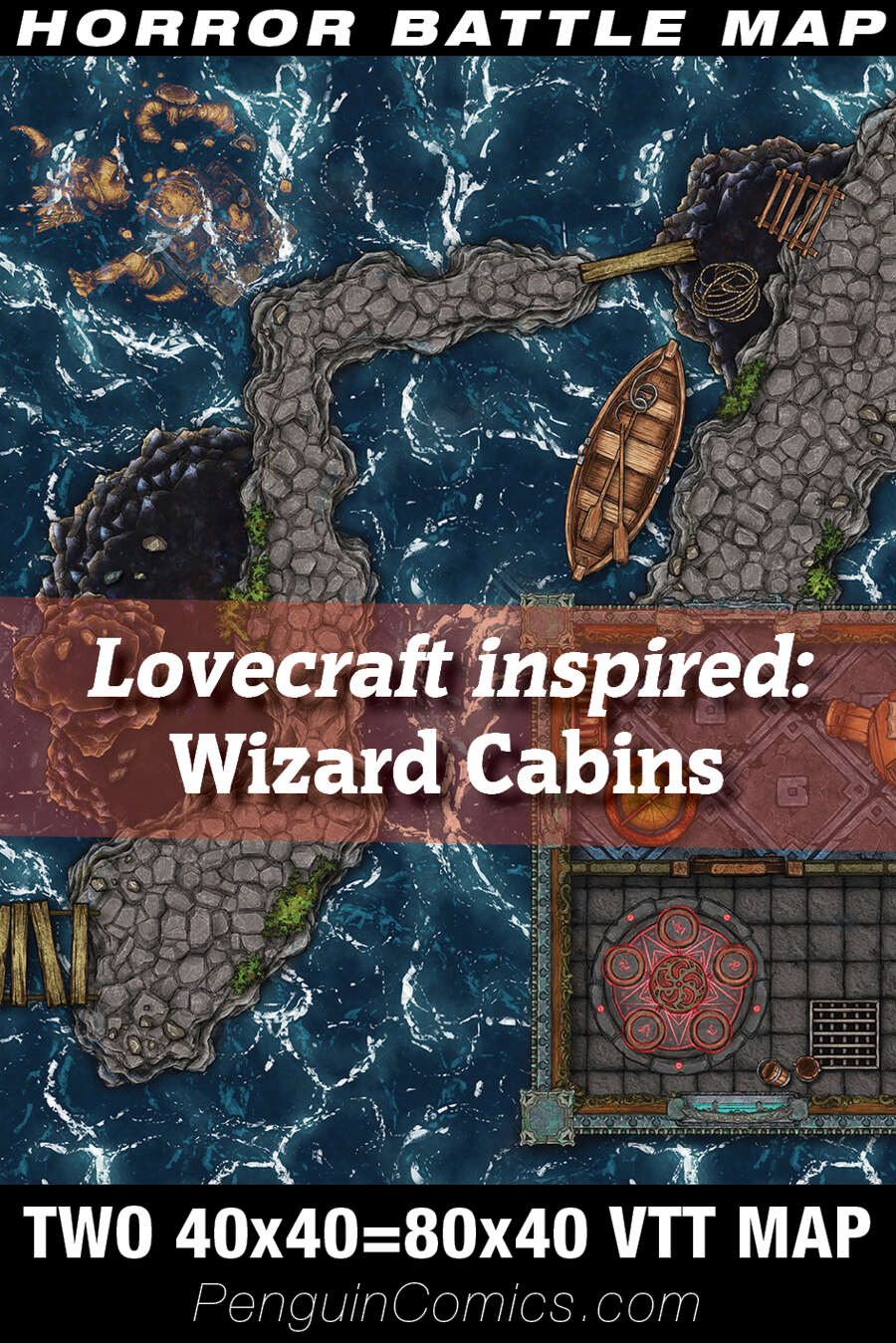 VTT Battle Maps - Lovecraft inspired: Wizard Cabins - Two 40x40 maps ...
