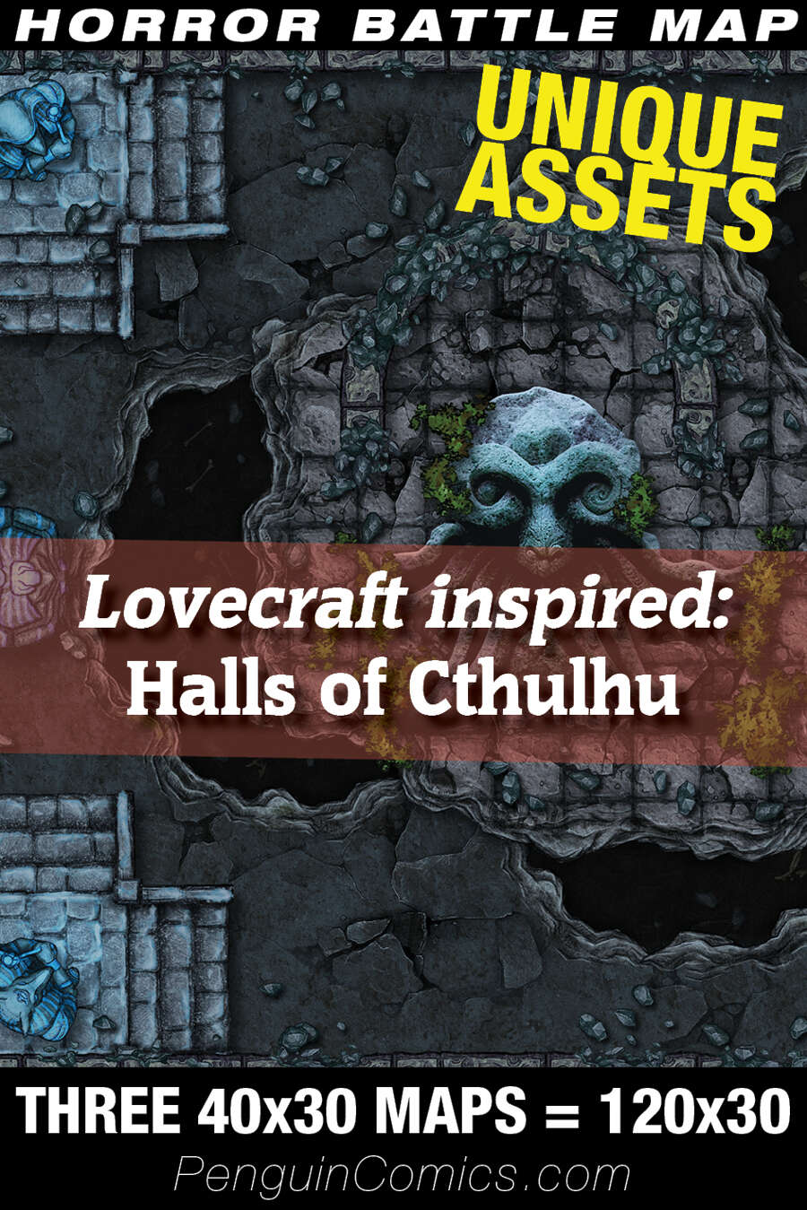 VTT Battle Maps - Lovecraft inspired: Halls of Cthulhu - Three 40x30 ...