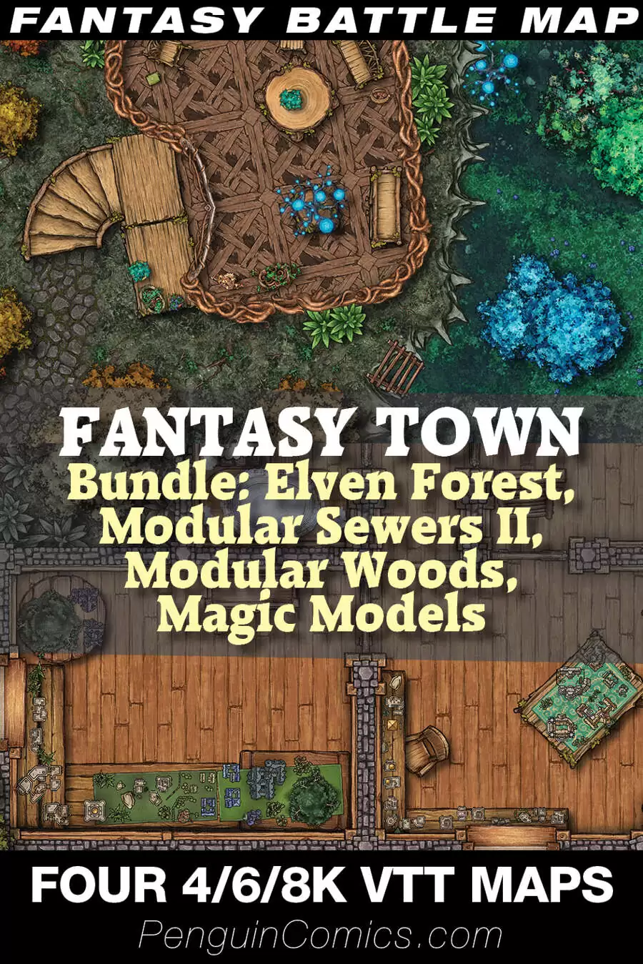 VTT Battle Maps: Fantasy Town XVI [BUNDLE] - PenguinComics | Bundles ...
