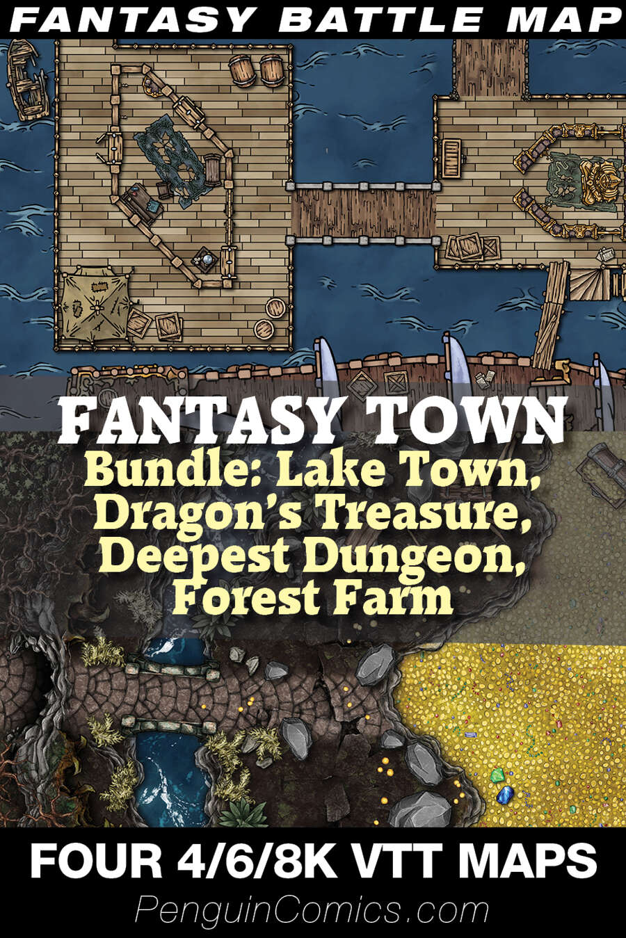 VTT Battle Maps: Fantasy Town XVII [BUNDLE] - PenguinComics | Bundles ...