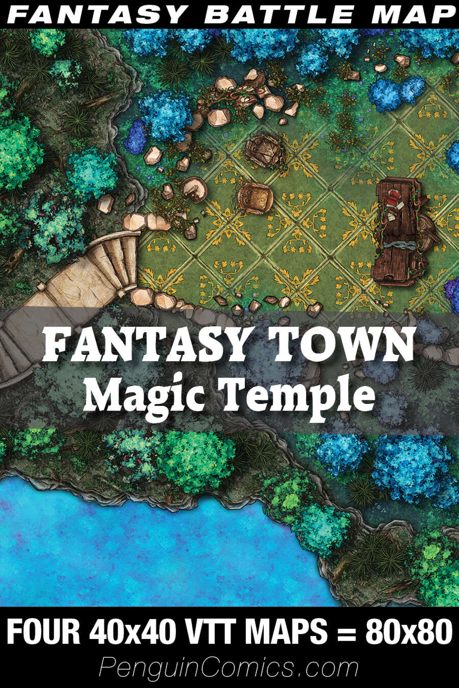 VTT Battle Maps - Fantasy Town: Magic Temple | Four VTT 40x40 Maps ...