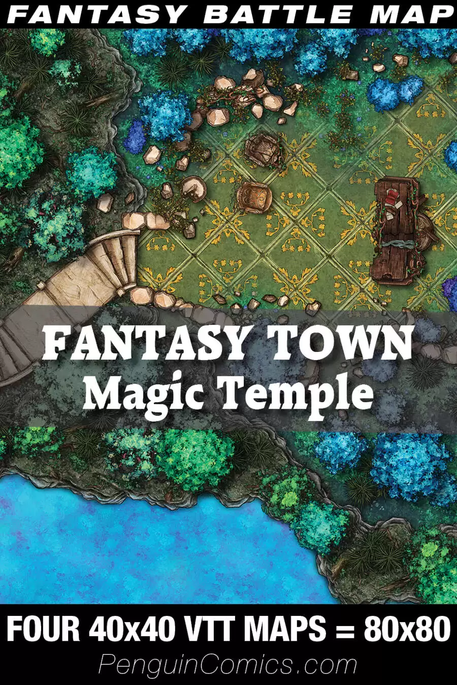 VTT Battle Maps - Fantasy Town: Magic Temple | Four VTT 40x40 Maps ...