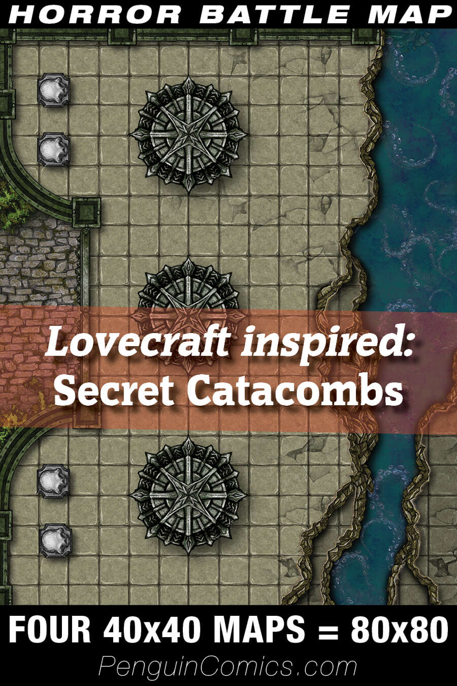 VTT Battle Maps - Lovecraft inspired: Secret Catacombs - Four 40x40 ...