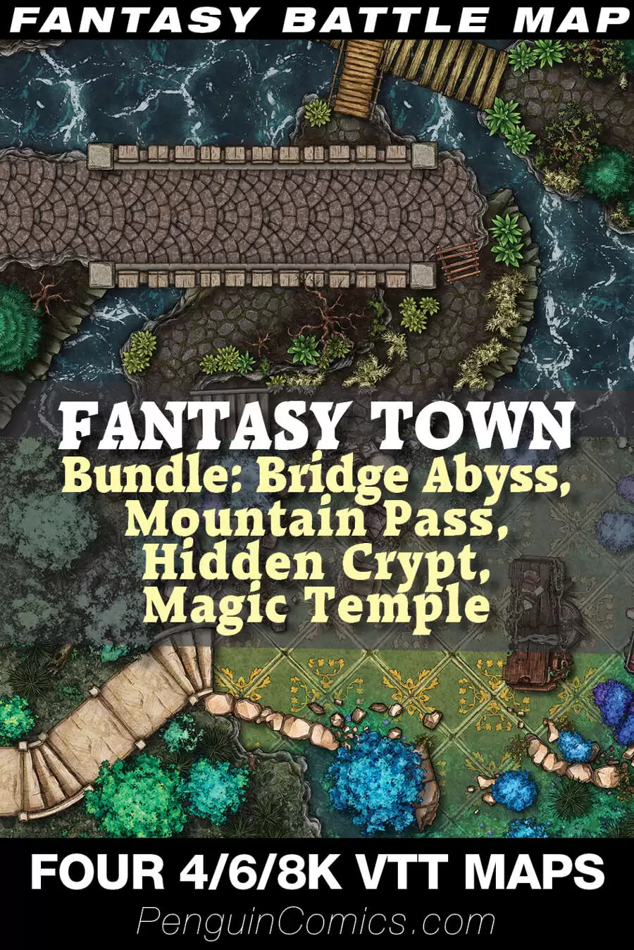 VTT Battle Maps: Fantasy Town XVIII [BUNDLE] - PenguinComics | Bundles ...