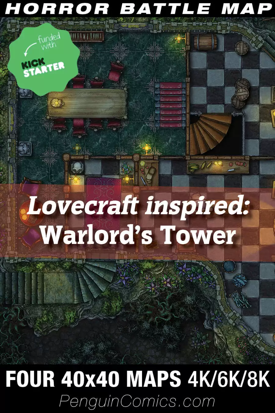 VTT Battle Maps - Lovecraft inspired: Warlord's Tower - Four 40x40 maps ...