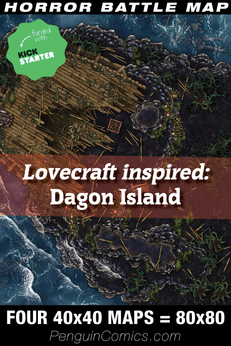 VTT Battle Maps - Lovecraft inspired: Dagon Island - Four 40x40 maps ...