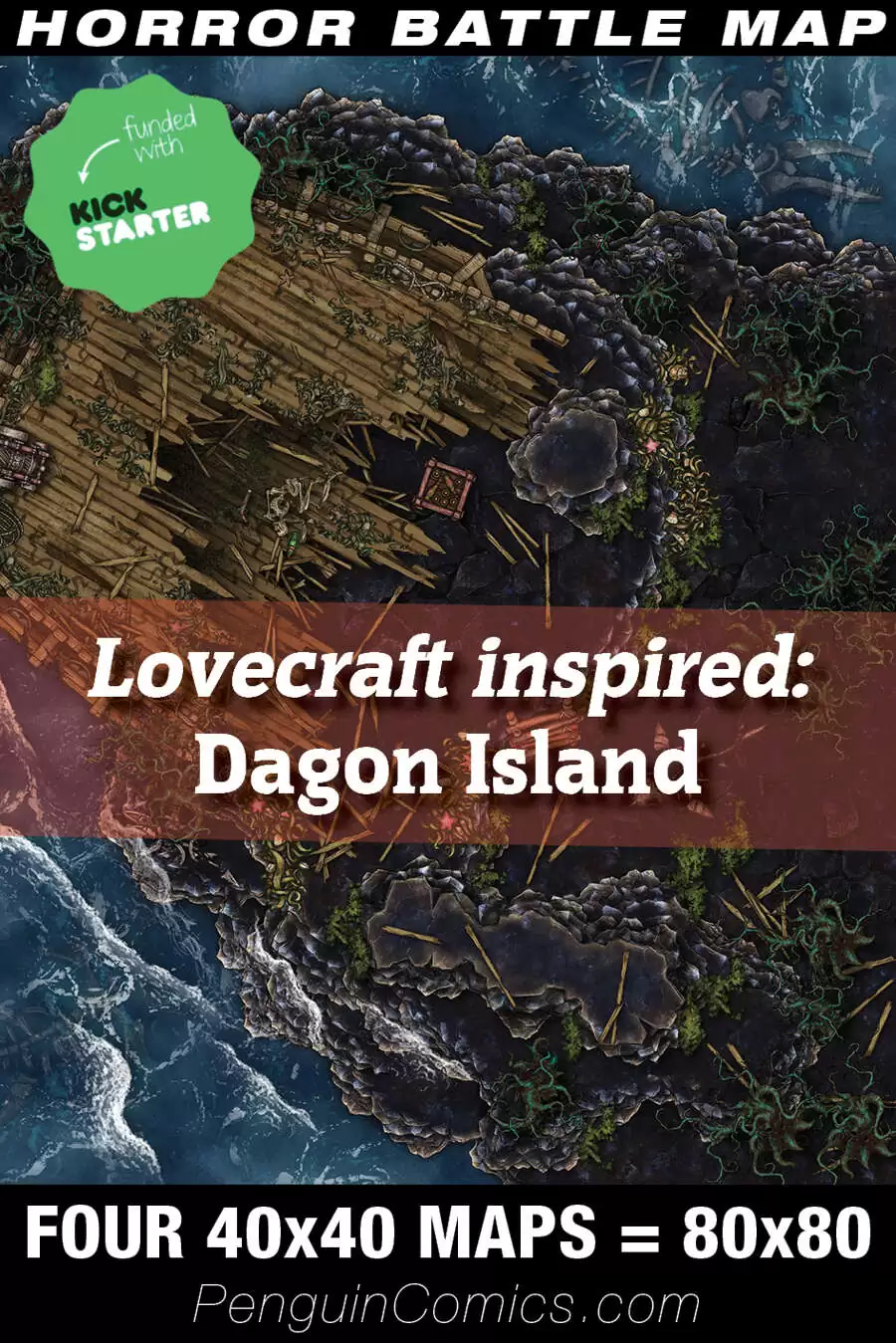 VTT Battle Maps - Lovecraft inspired: Dagon Island - Four 40x40 maps ...