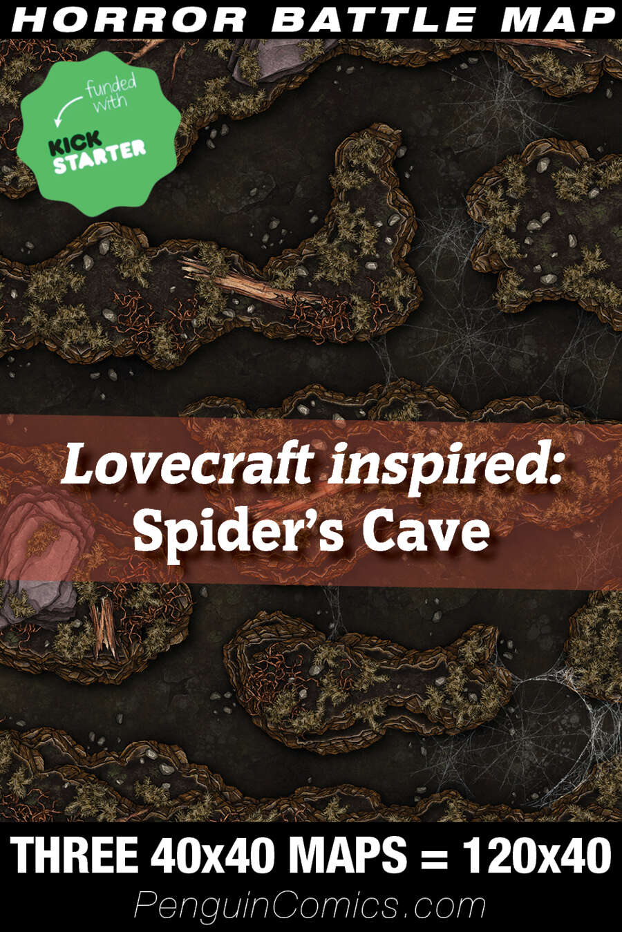 VTT Battle Maps - Lovecraft inspired: Spider's Cave - Three 40x40 maps ...