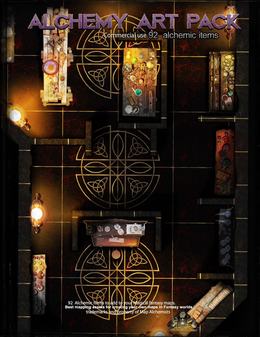 Alchemy Art Pack For RPG maps, 92 Items with commercial use - Map ...