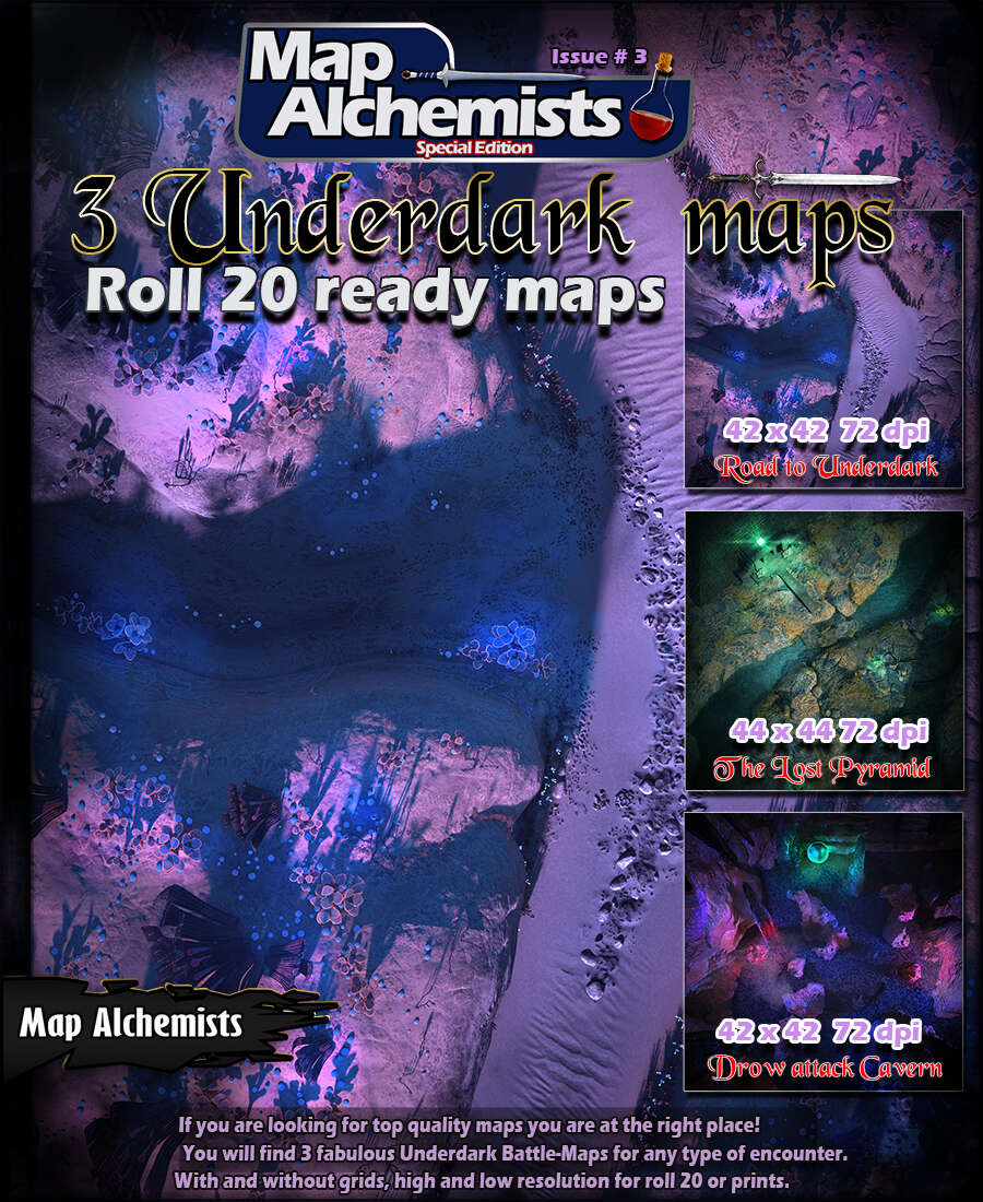 3 Underdark Battle-Maps for Roll 20 and printing - Map alchemists ...