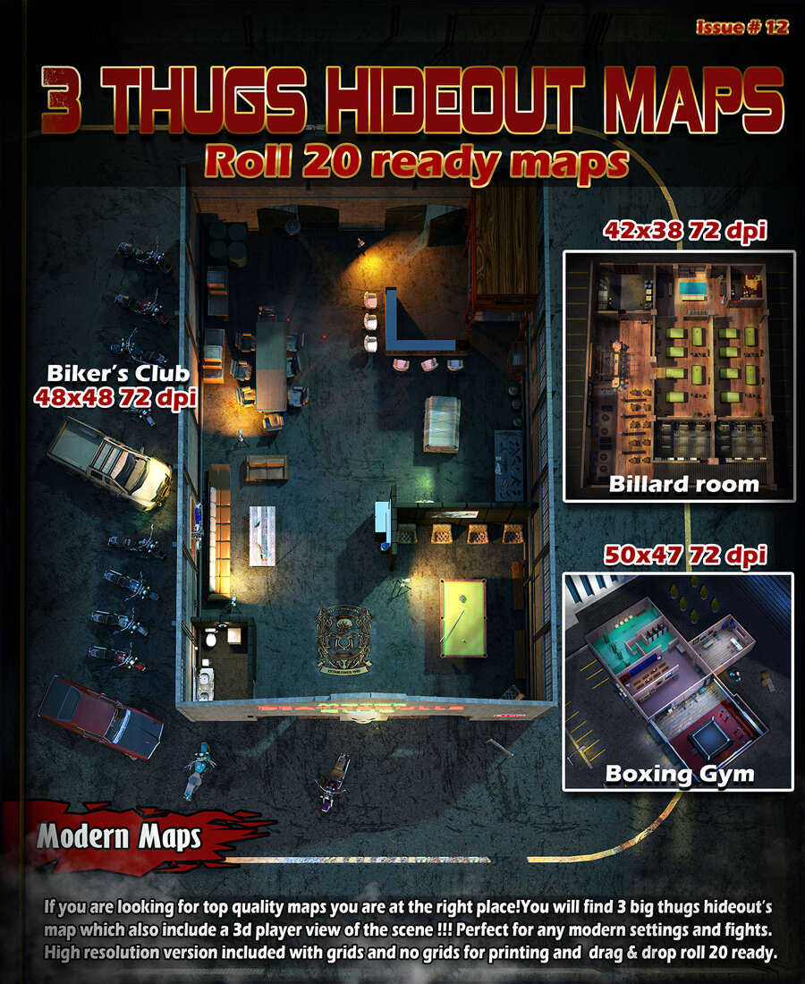 3 Thug's Hideout Modern Era for Roll 20 & Printing - Map alchemists ...