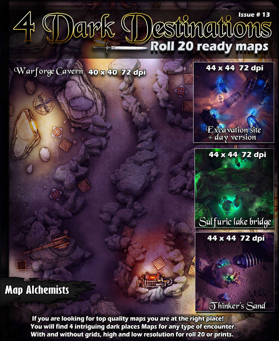 4 Dark destination Maps for Roll 20 and printing - Map alchemists ...