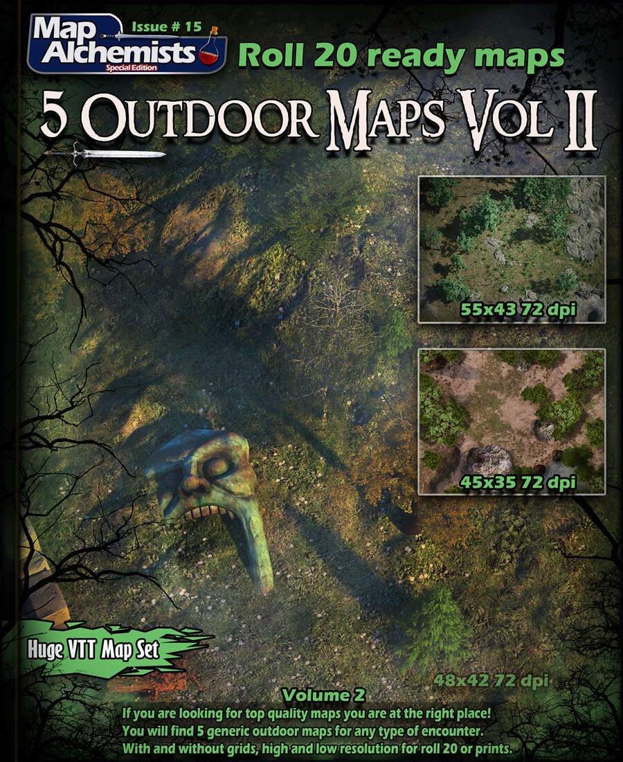 5 Outdoor Battle-Maps Volume II For roll 20 - Map alchemists | DriveThruRPG