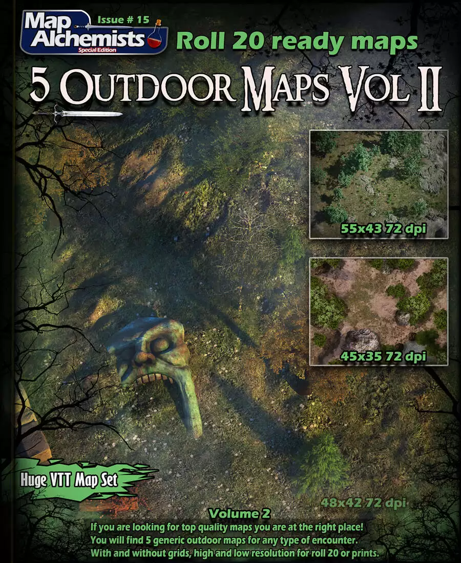 5 Outdoor Battle-Maps Volume II For roll 20 - Map alchemists | DriveThruRPG