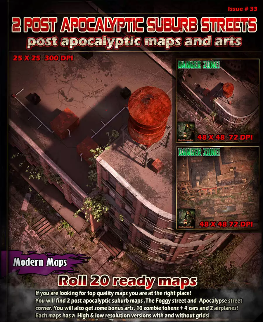 2 Great Post-apocalyptic Suburb Maps & arts set - Map alchemists ...