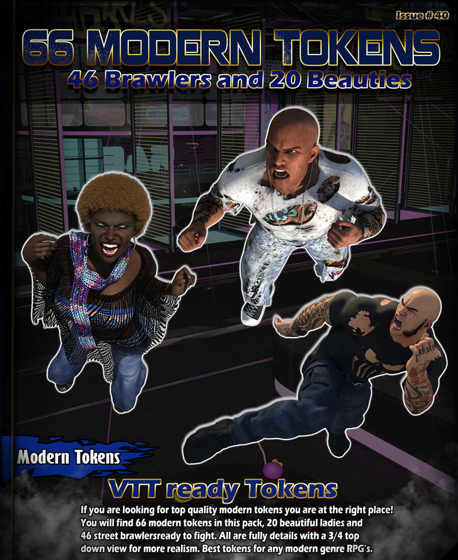 66 Modern character tokens Brawlers & Beauties - Map alchemists ...