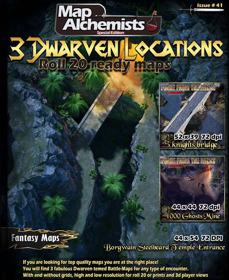 3 Dwarven Location fantasy Maps For VTT and Printing with 3d player ...