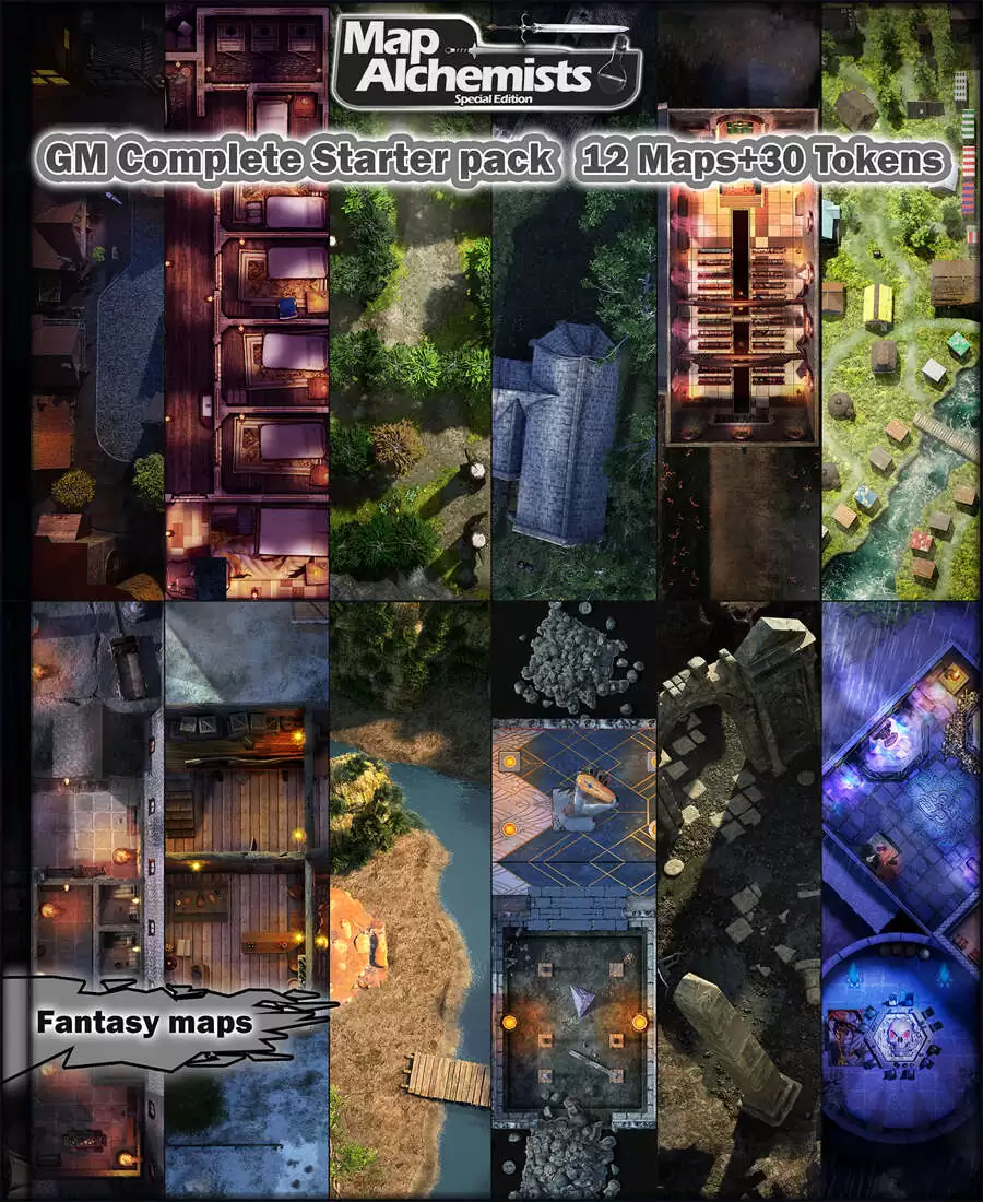 Game Master 12 Maps Starter Pack +3d views and tokens - Map alchemists ...