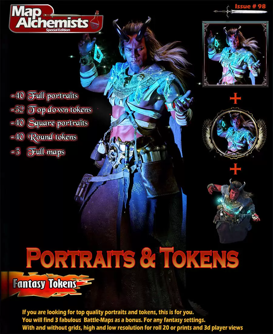 40 fantasy Character portraits and Tokens - Map alchemists | DriveThruRPG