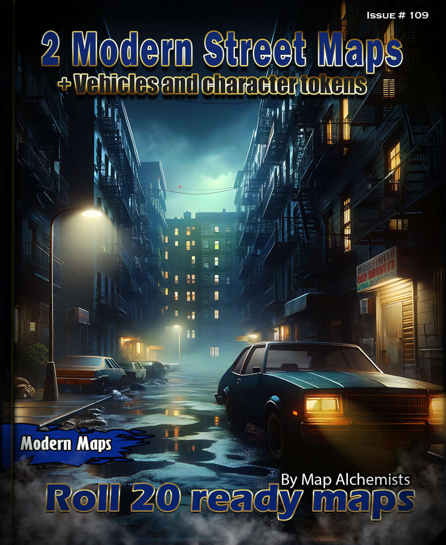 2 Modern Street maps + tokens and cars - Map alchemists | DriveThruRPG