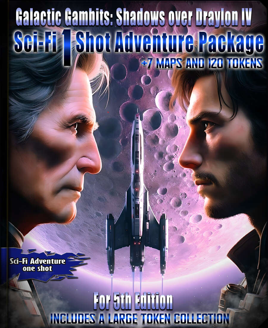 Adventure 1 Shot: Shadow over Draylon IV, 5th edition sci-fi adapted.+ 100 SCI-FI tokens and 7 ...