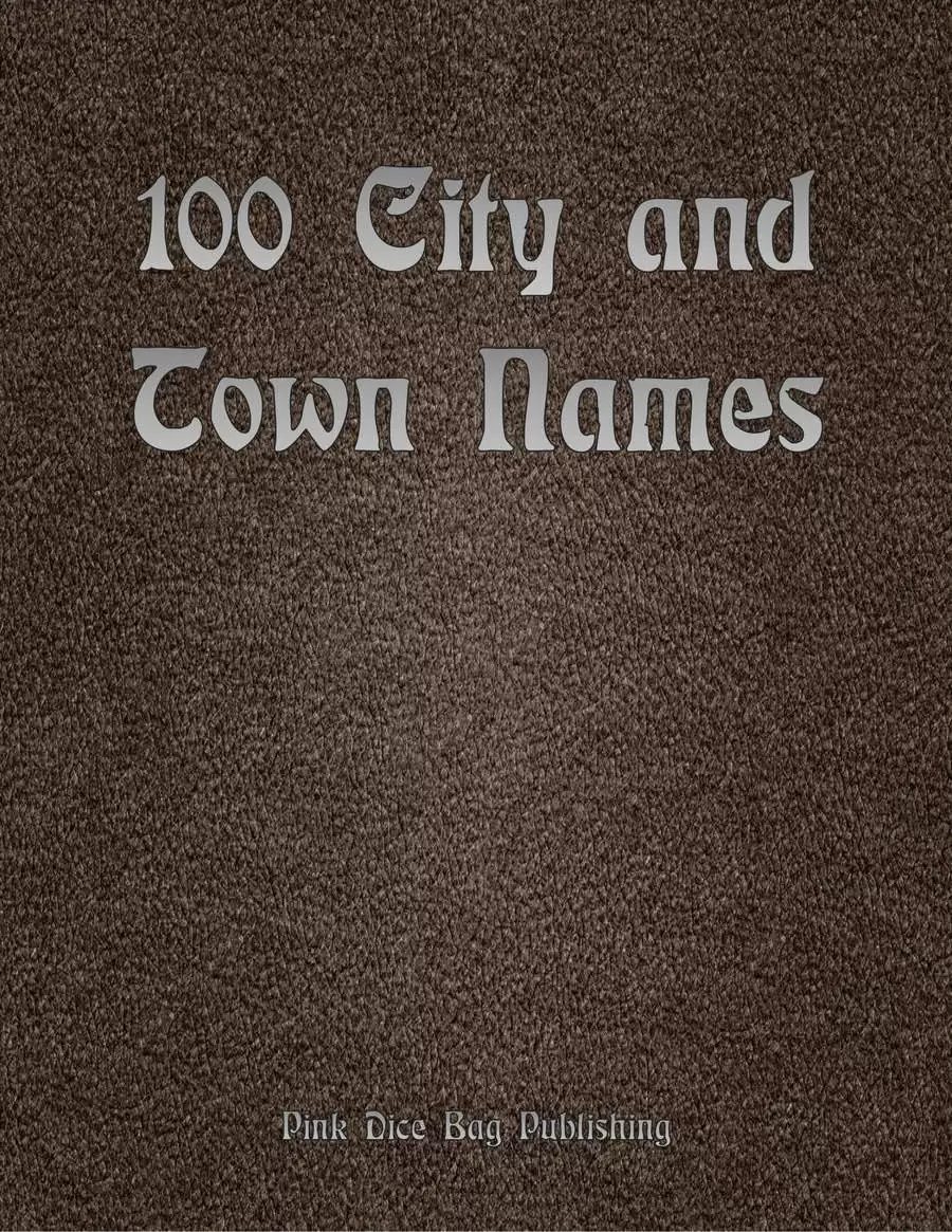 100 Town and City Names - Pink Dice Bag Publishing | Lists | Modern ...