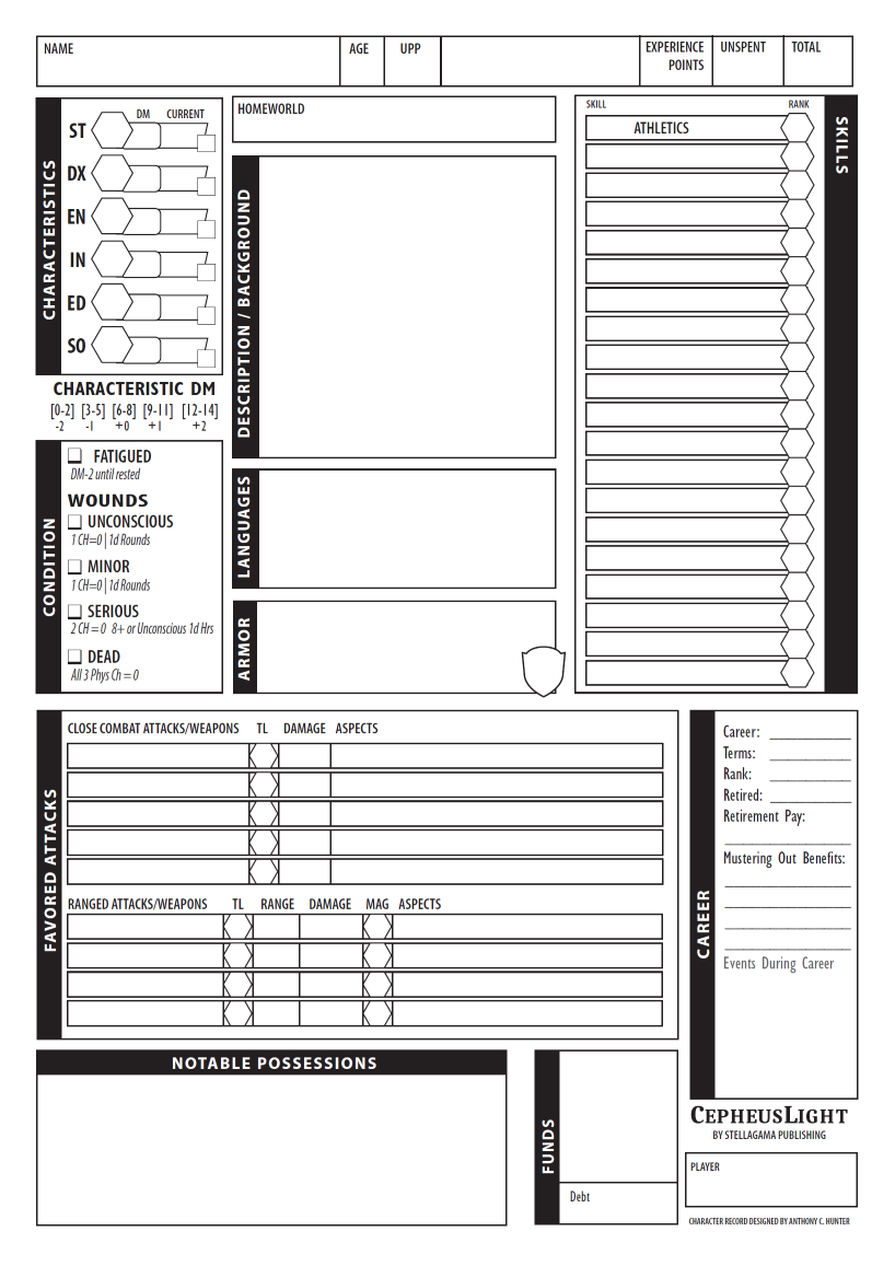 Cepheus Light Character Sheet - Stellagama Publishing | DriveThruRPG