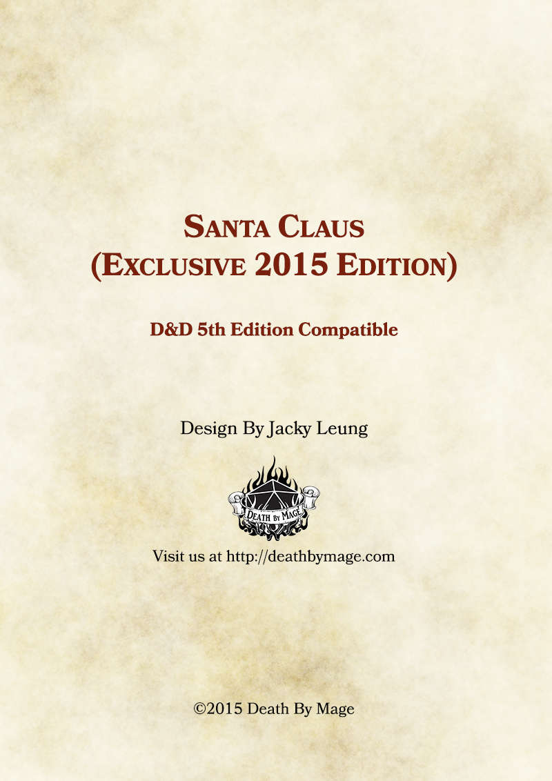 Santa Claus - 2015 Holiday Exclusive (5e) - Death By Mage | DriveThruRPG