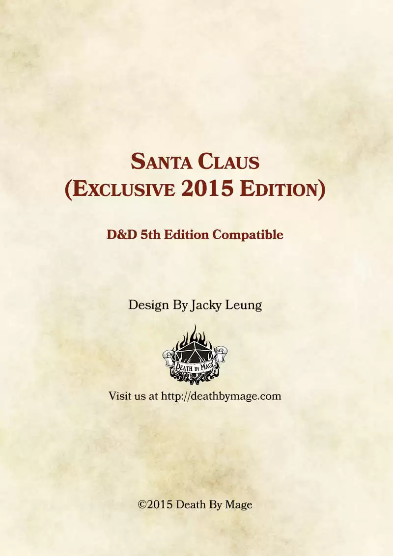 Santa Claus - 2015 Holiday Exclusive (5e) - Death By Mage | DriveThruRPG
