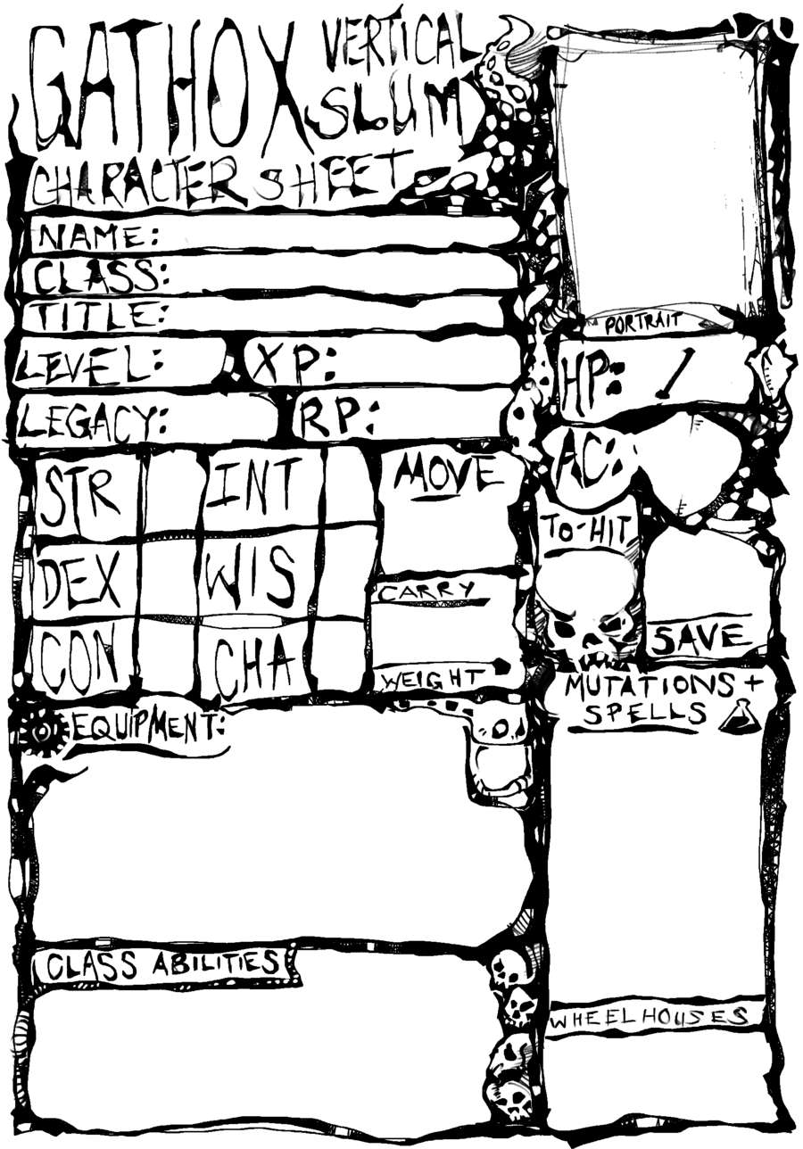 Gathox Vertical Slum Character Sheet - DIY RPG Productions | DriveThruRPG