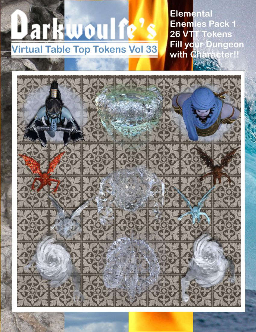 Darkwoulfe's Virtual Tabletop(VTT) Token Pack Vol33 - Elemental Enemies ...