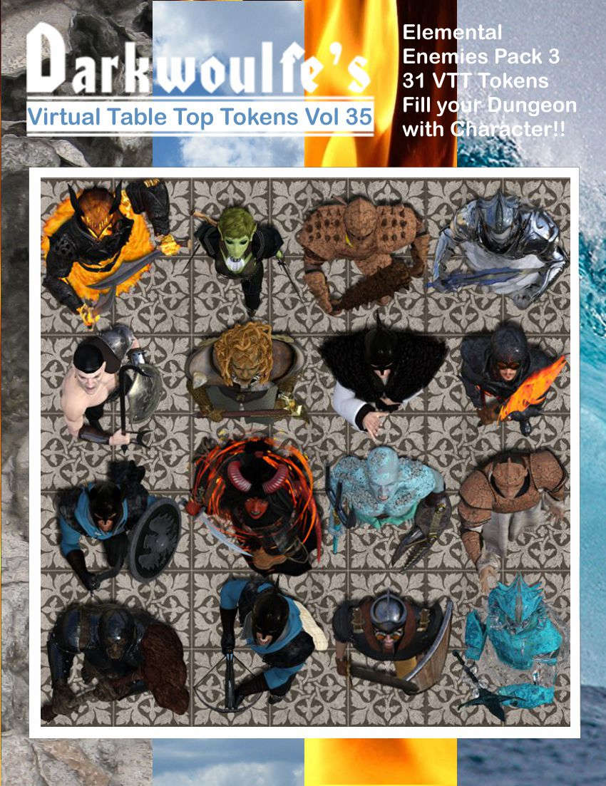 Darkwoulfe's Virtual Tabletop(VTT) Token Pack Vol35 - Elemental Enemies 3 - Darkwoulfe's Digital ...