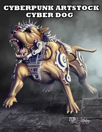 Cyber Punk Dog Artstock - Strange Moon Publications | DriveThruRPG