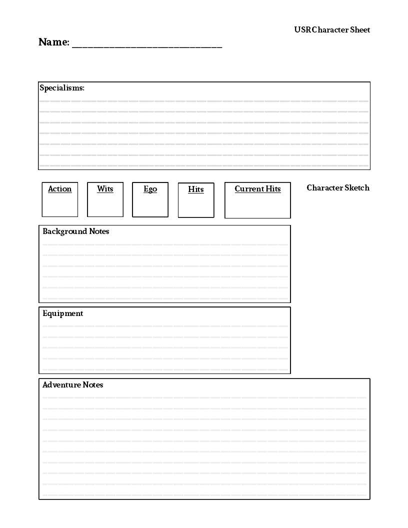 USR Universal Character Sheet - Jay Murphy | DriveThruRPG