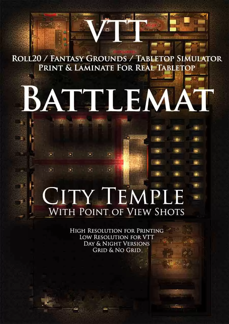 VTT Battlemap - City Temple - DM Philosophy | City Based Battle Maps ...