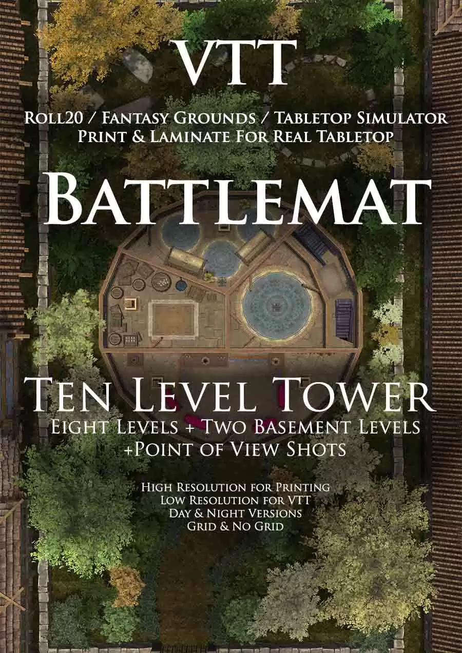 VTT Battlemap - Ten Level Tower - DM Philosophy | City Based Battle ...