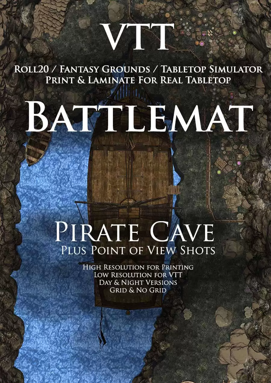 VTT Battlemap - Pirate Cave - DM Philosophy | Underground Adventure ...