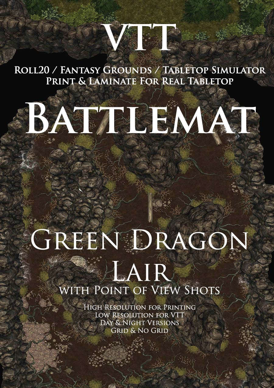 VTT Battlemap - Green Dragon Lair - DM Philosophy | Mountain Themed ...