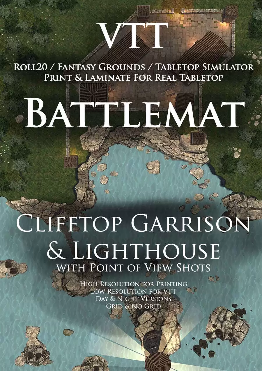 VTT Battlemap - Clifftop Garrison & Lighthouse - DM Philosophy | City ...
