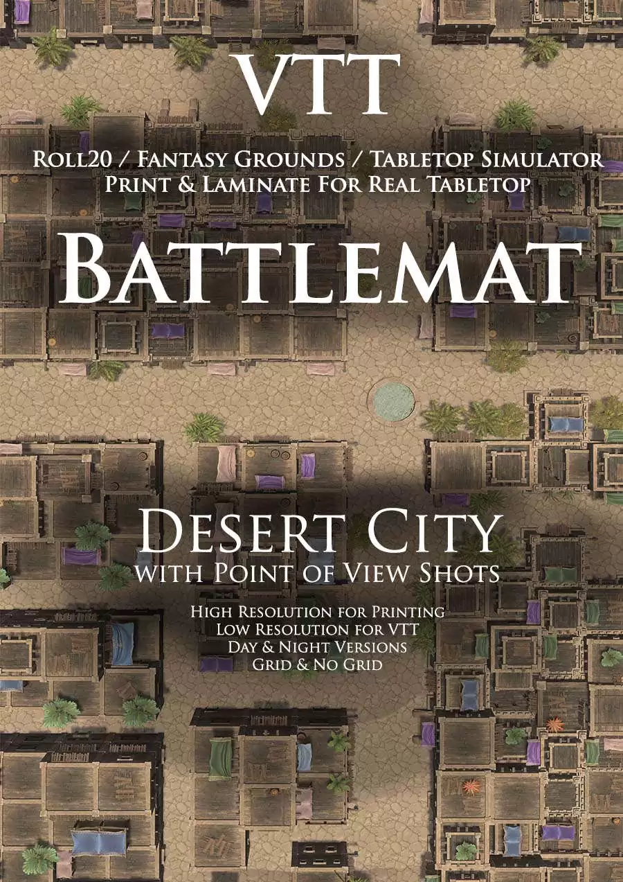 VTT Battlemap - Desert City - DM Philosophy | Desert Themed Battlemaps ...