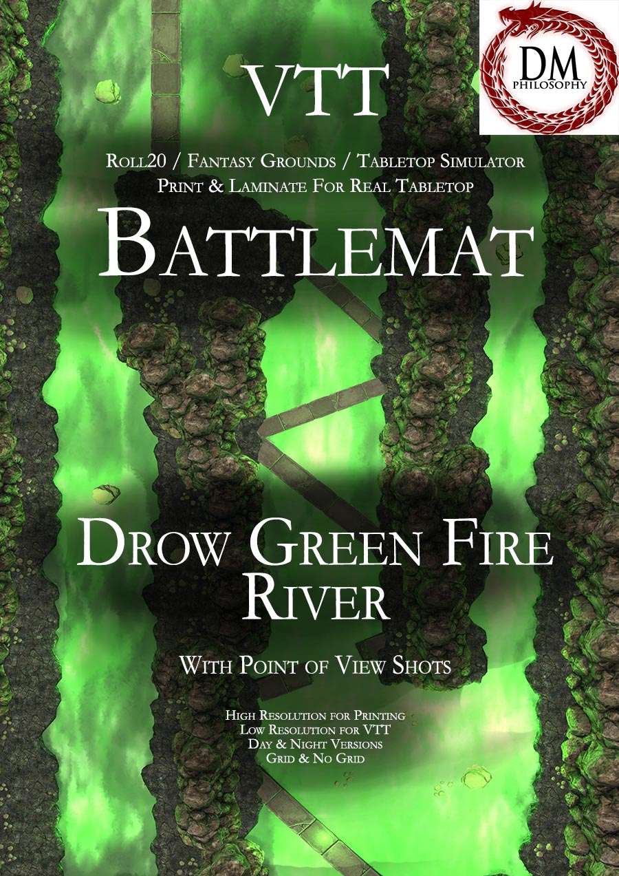 VTT Battlemap - Drow Green Fire River - DM Philosophy | Underground ...