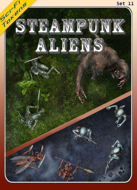 Sci-Fi Tokens Set 11, Steampunk Aliens - Greg Bruni | DriveThruRPG